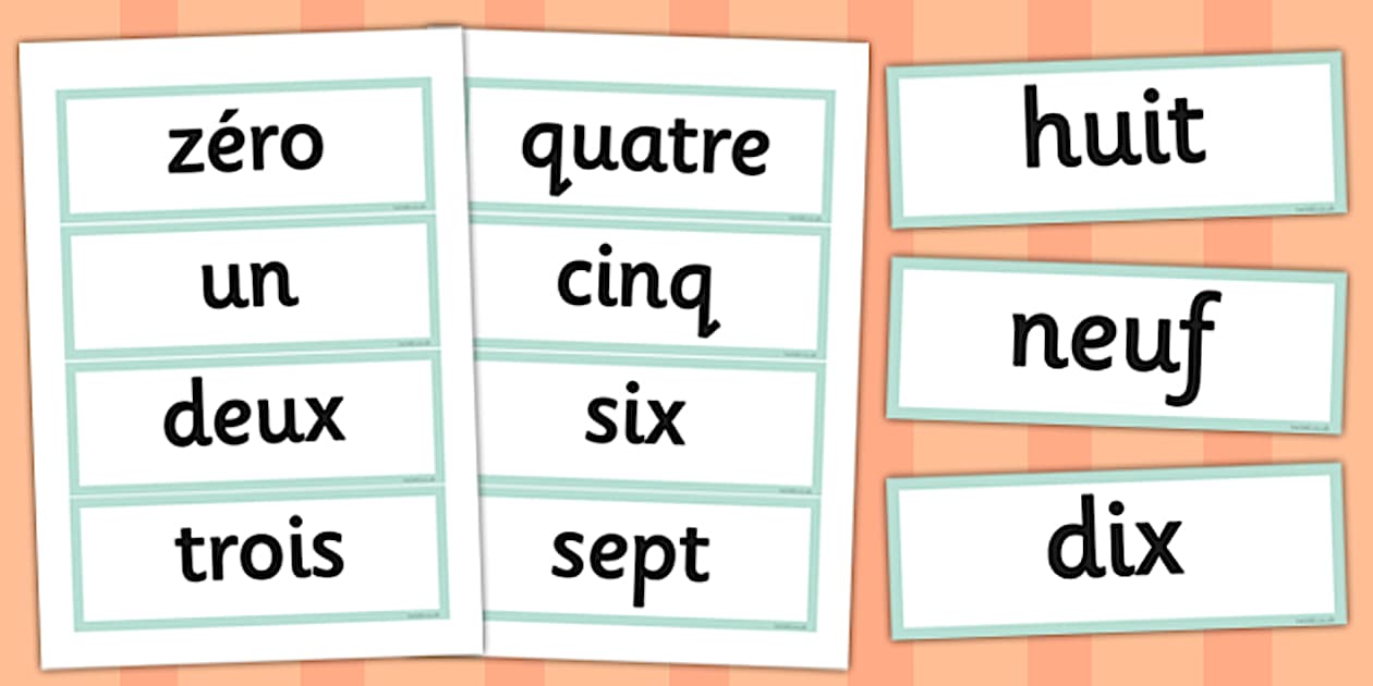 Cursive French Numbers 0-10 Vocabulary Cards - Twinkl