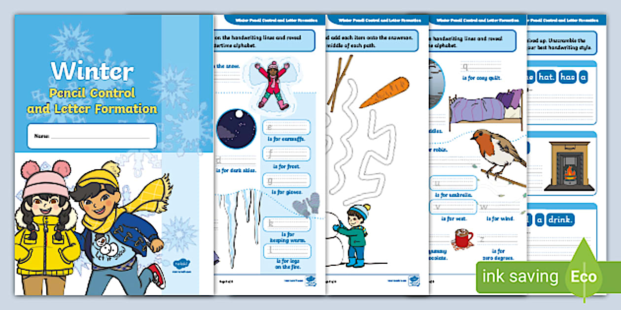 EYFS/KS1 Winter Pencil Control & Letter Formation Handwriting Booklet