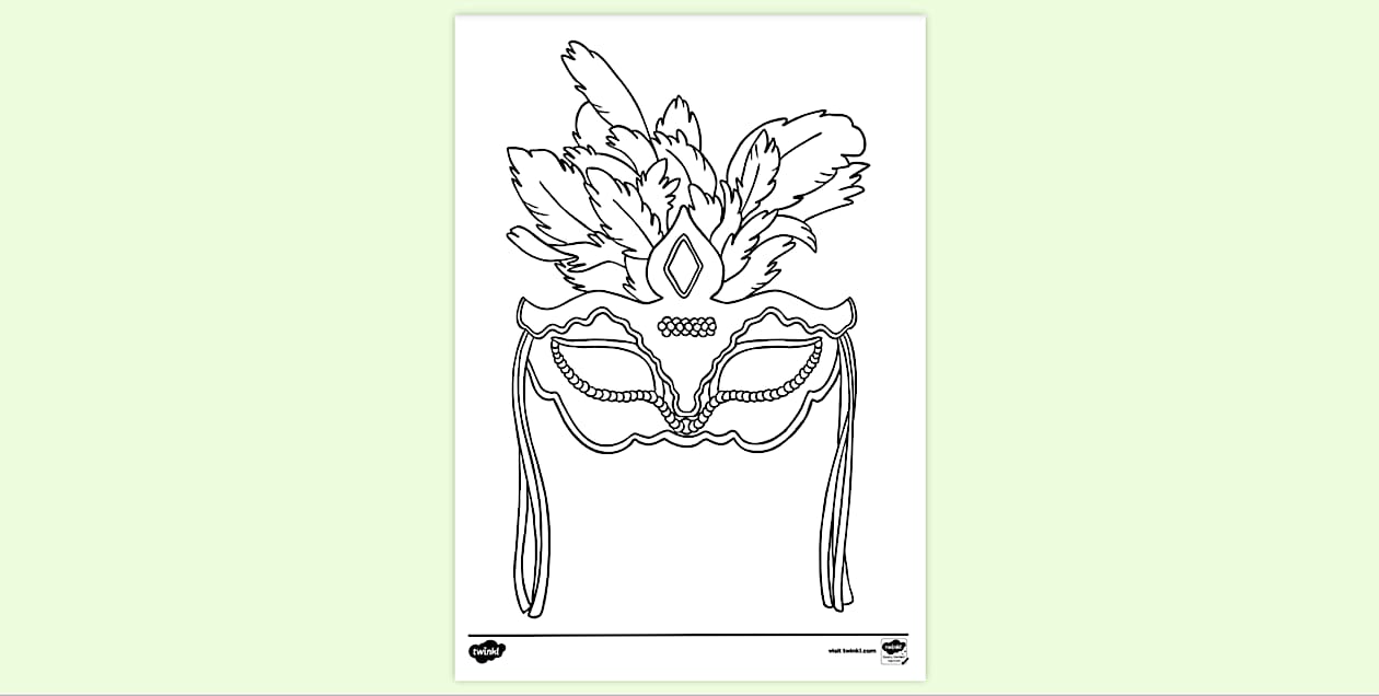 Mardi Gras Mask Colouring Sheet