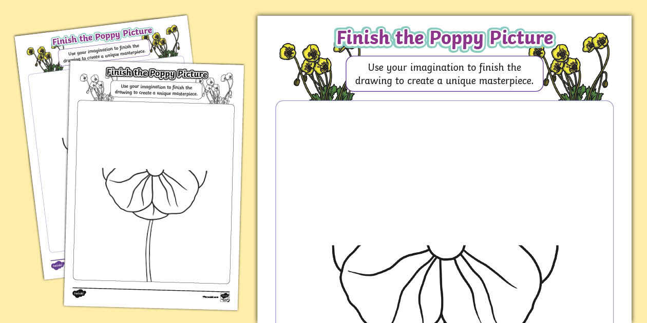 Finish the Poppy Picture Worksheet (teacher made) - Twinkl