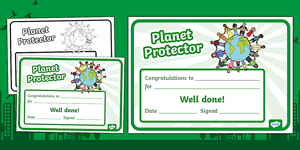 Planet Protector Certificate (teacher made) - Twinkl