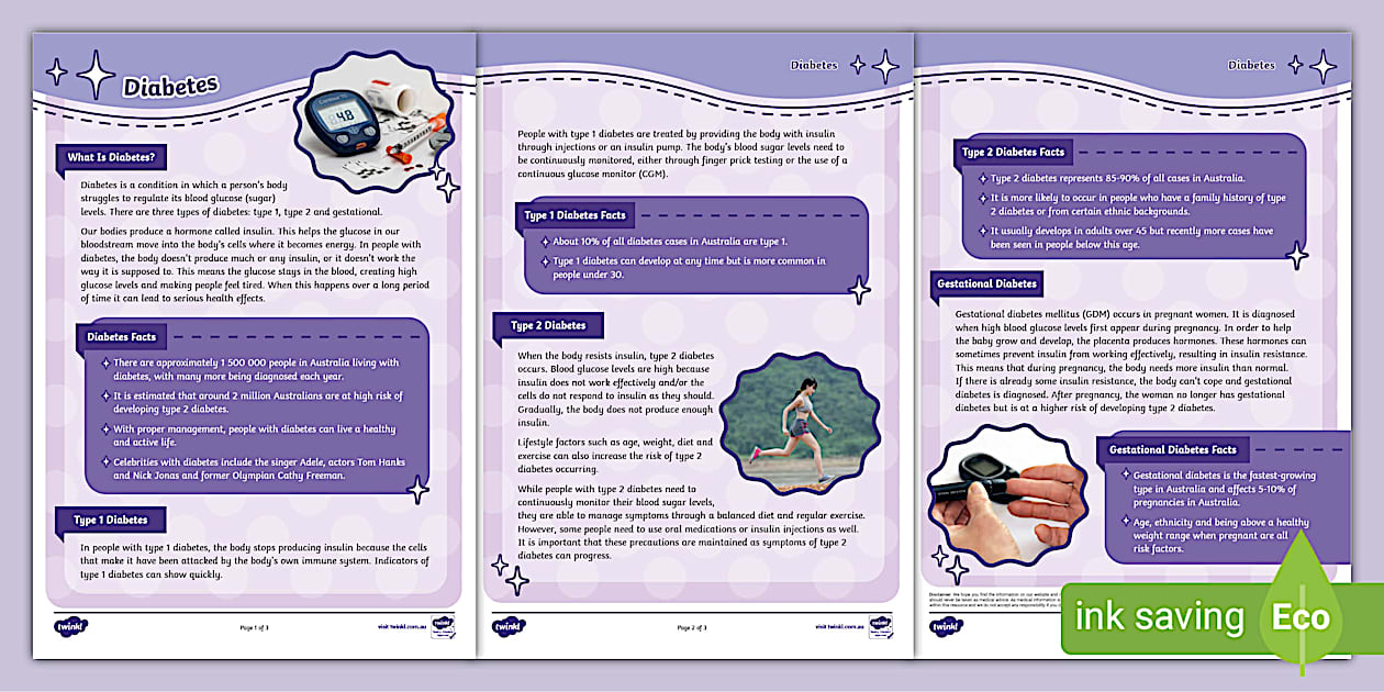 Diabetes Fact Sheet - Twinkl Resources (teacher made)