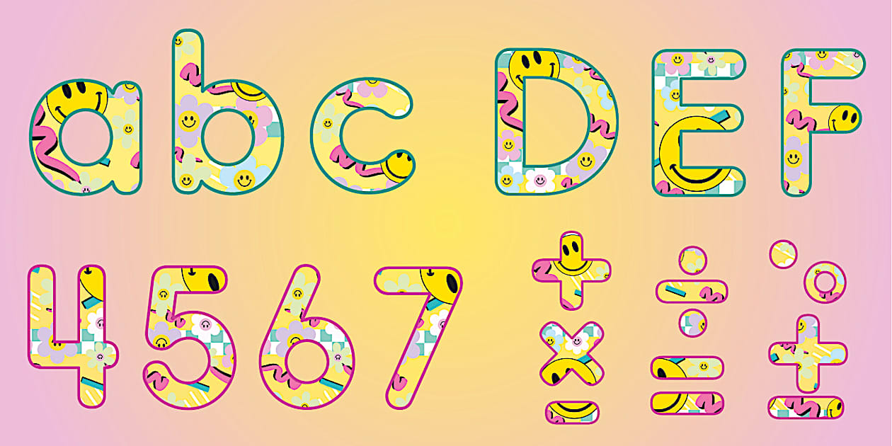 Retro 90s Bulletin Board Letters and Numbers