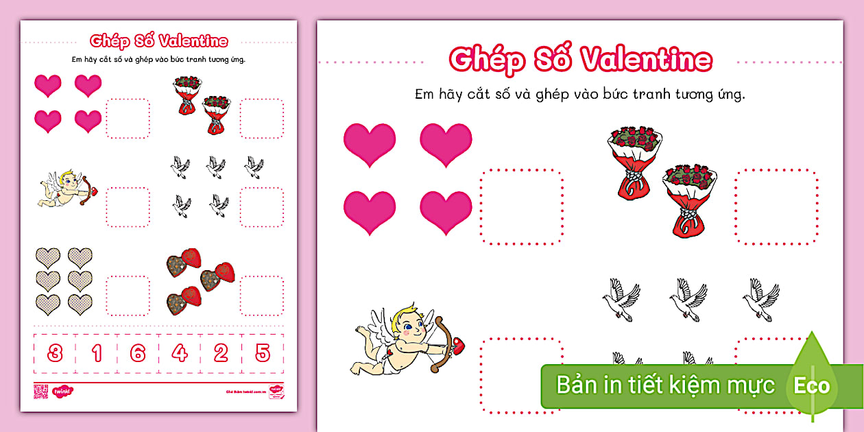 Trò Chơi Ghép Số Chủ Đề Ngày Valentine - Twinkl