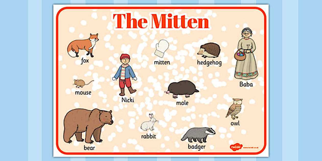 The Mitten Word Mat (teacher made) - Twinkl