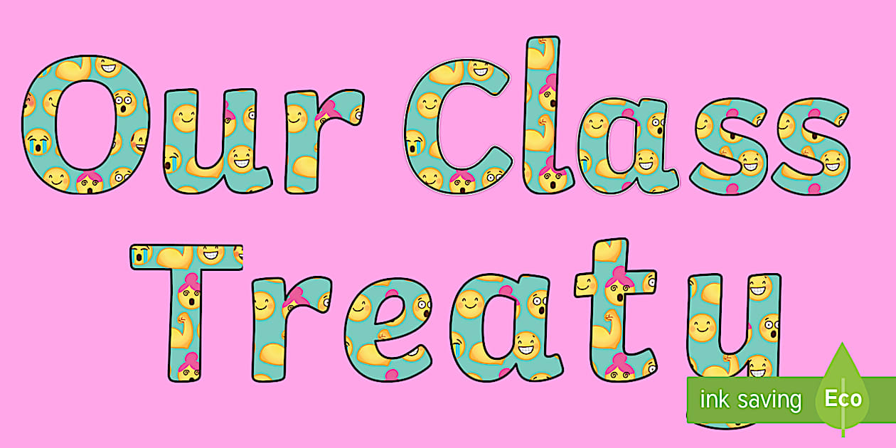 Editable Our Class Agreement Emoji Themed Display Lettering