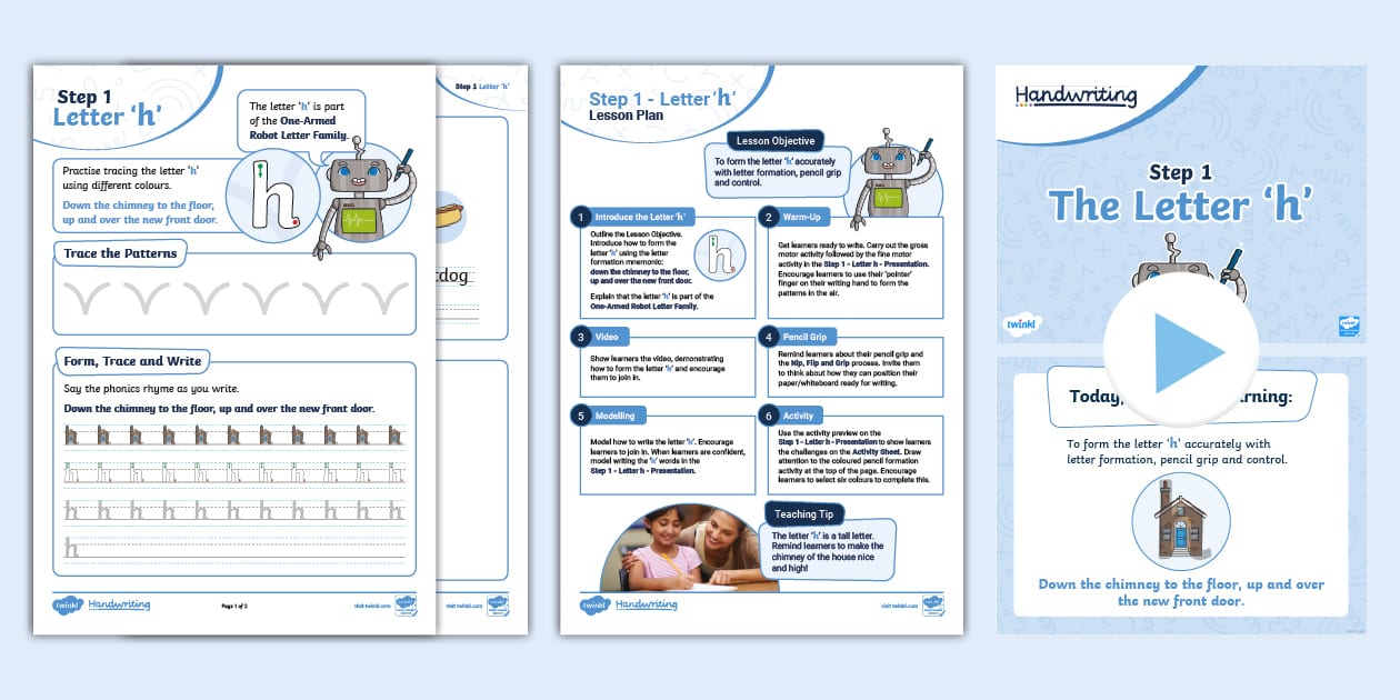 Twinkl Handwriting Scheme: Step 1 Letter 'h' Pack