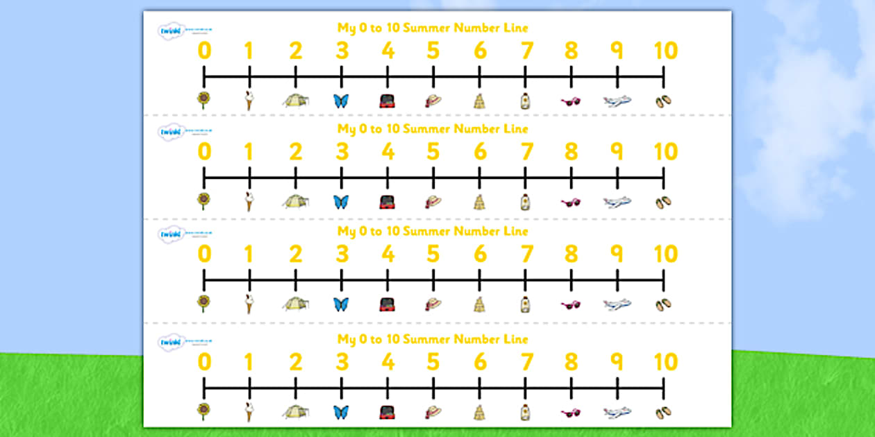 Summer Number Line (0-10) (Hecho por educadores) - Twinkl