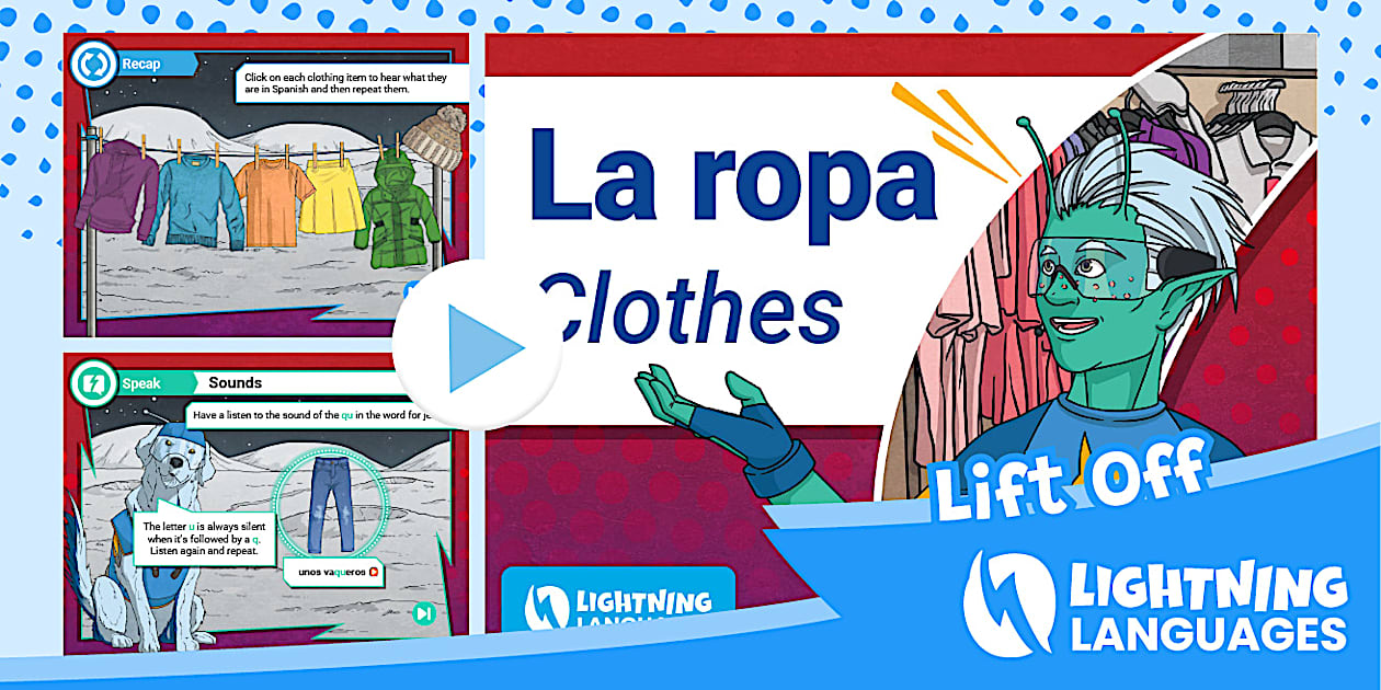 👉 Lightning Languages | Spanish Lift Off Clothes PowerPoint 2
