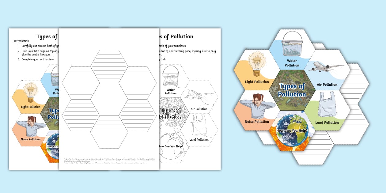 Pollution Hexagon Writing Template (teacher made) - Twinkl