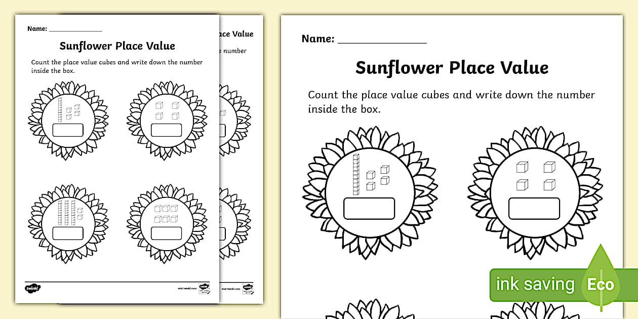 Sunflower Place Value Activity Sheet