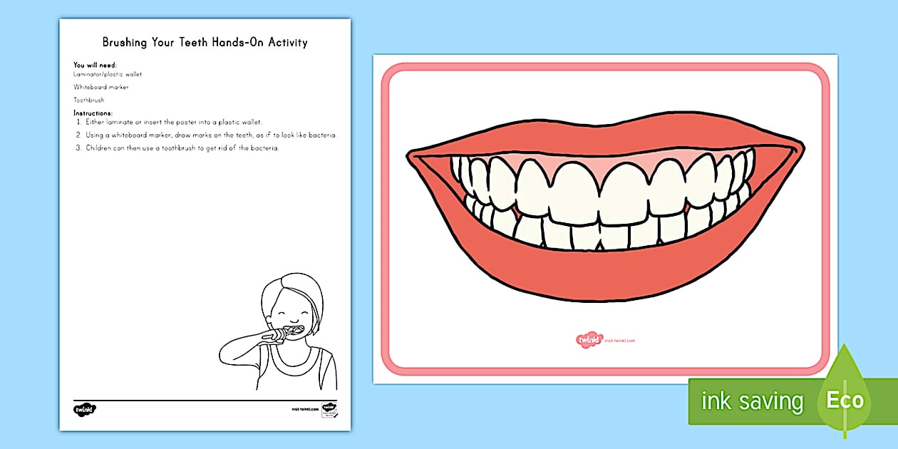 Brushing Your Teeth Worksheet Printable | Dental Health