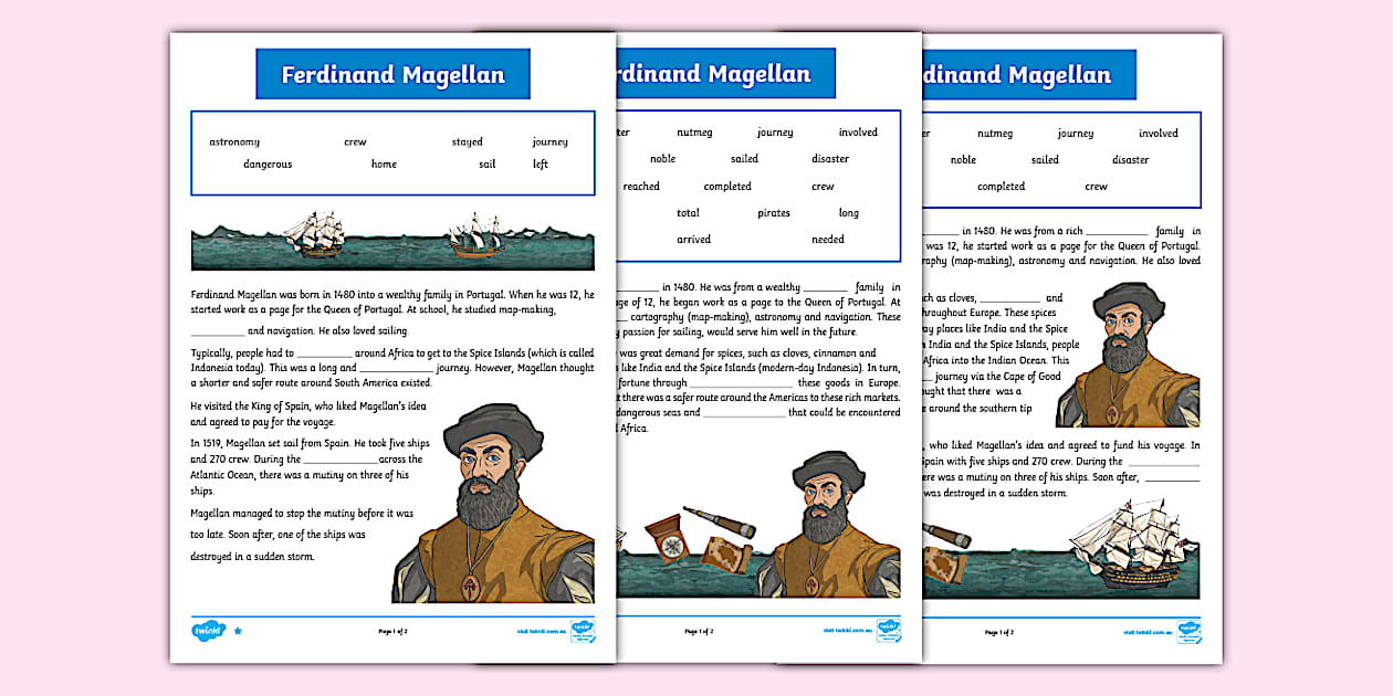Ferdinand Magellan Cloze Activity (teacher made) - Twinkl