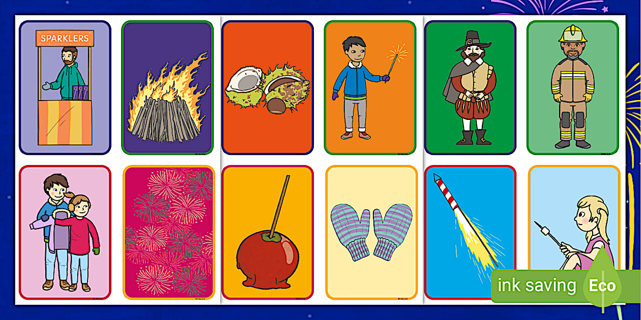 Black and White Bonfire Night Snap Cards (teacher made)