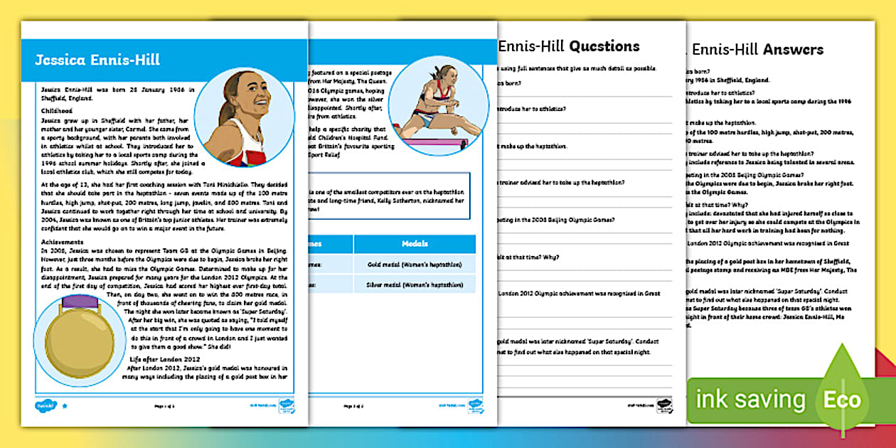 Jessica Ennis-Hill Facts and Reading Comprehension Activity