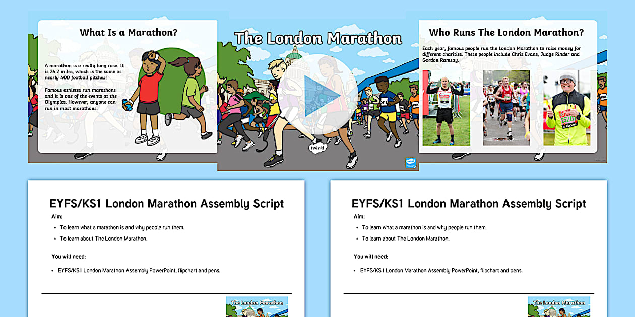 Kindergarten/KS1 London Marathon Assembly Pack - Twinkl