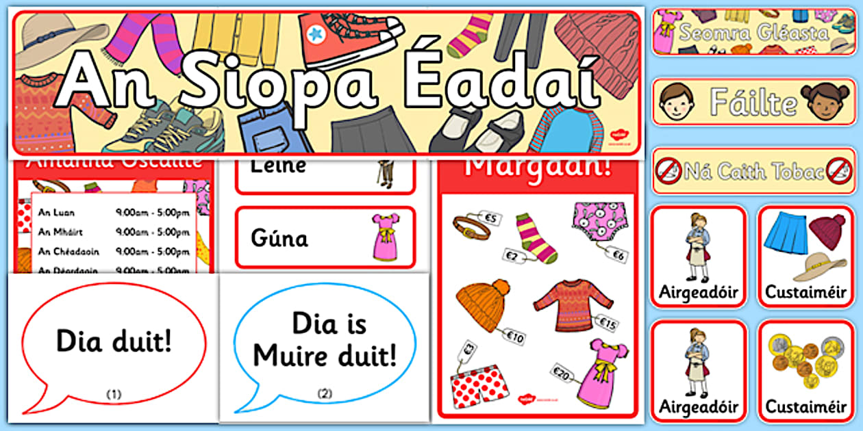 The Clothes Shop Role Play Pack Gaeilge (teacher made)