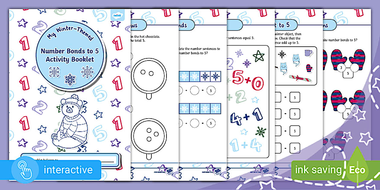Winter-Themed Number Bonds to 5 Activity Booklet - Twinkl