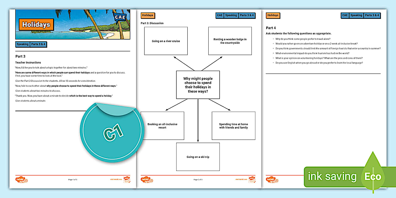 C1 CAE Speaking Part 3 and 4 Practice (2) (teacher made)