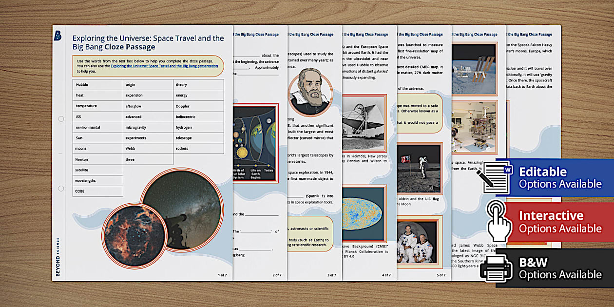 Exploring the Universe: Space Travel and the Big Bang Cloze Passage