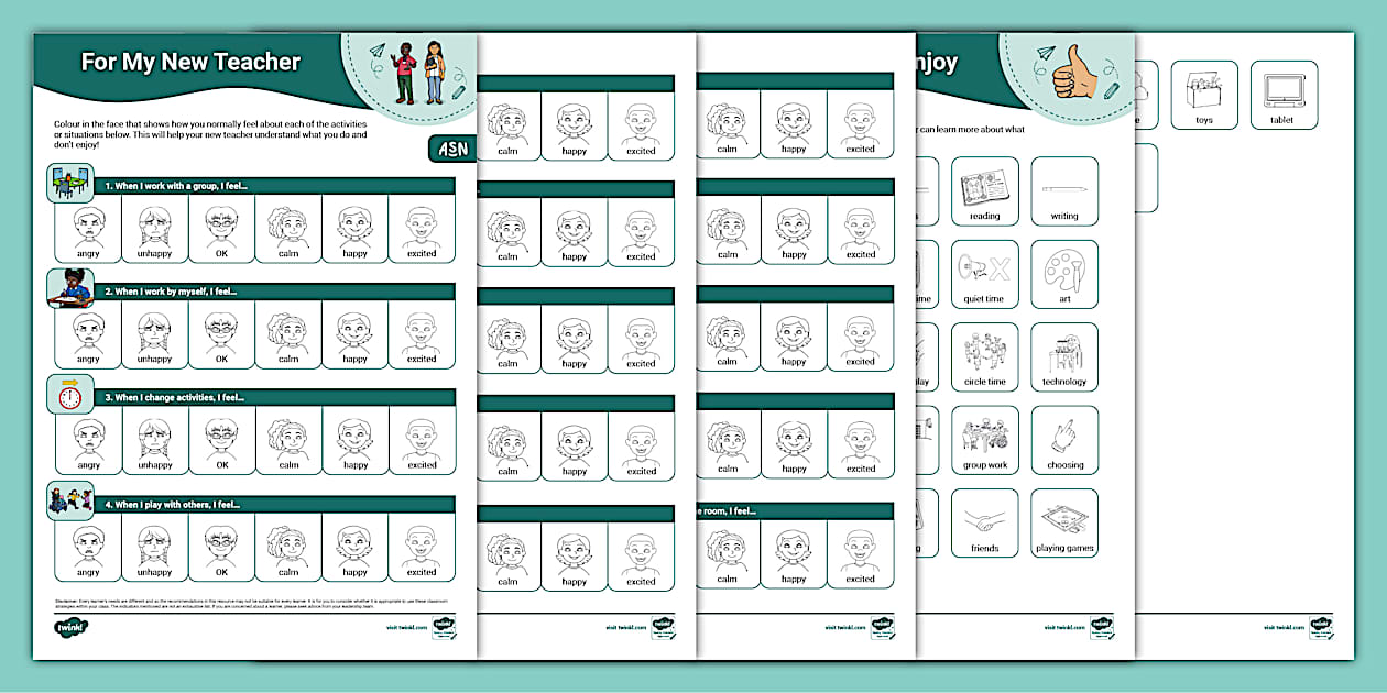 For My New Teacher Activity with Visual Supports - Twinkl