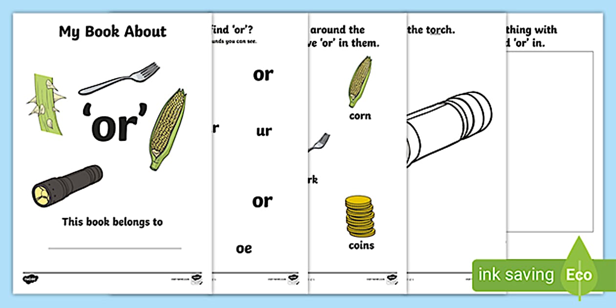 'or' phonics activity Digraph Workbook | 'or' Words Phonics