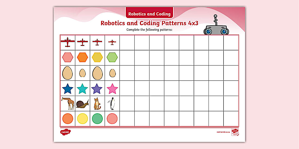 Robotics And Coding Patterns Coding Complete The Patterns