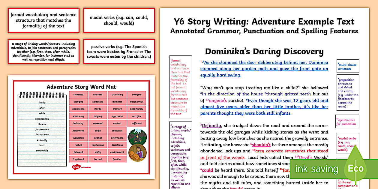 Cursive Y6 Story Writing: Adventure Model/Example Text