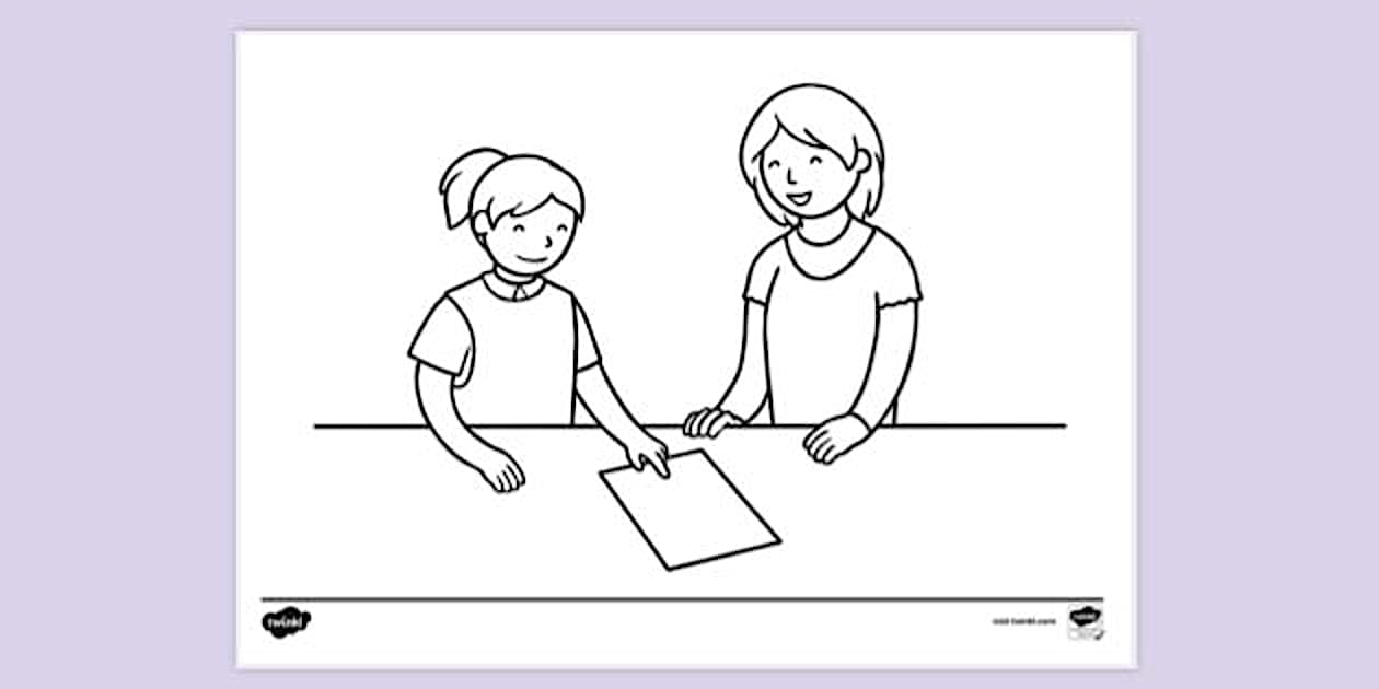 child being supported in class colouring sheet | Colouring