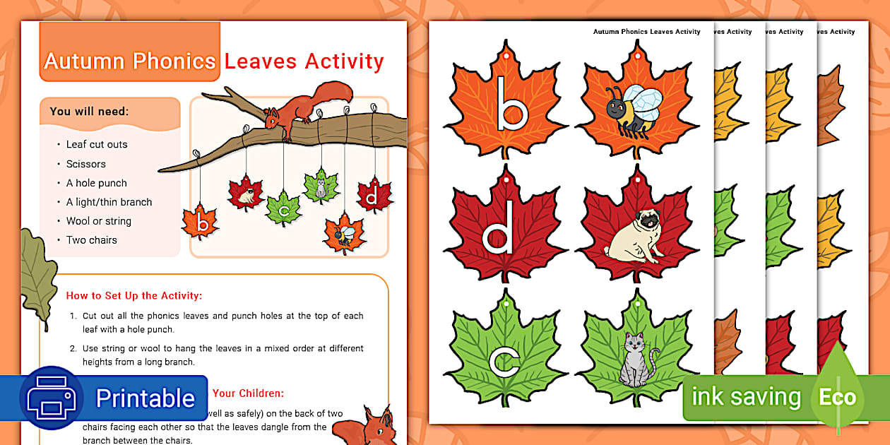Preschool: Autumn - Leaves Phonics Activity