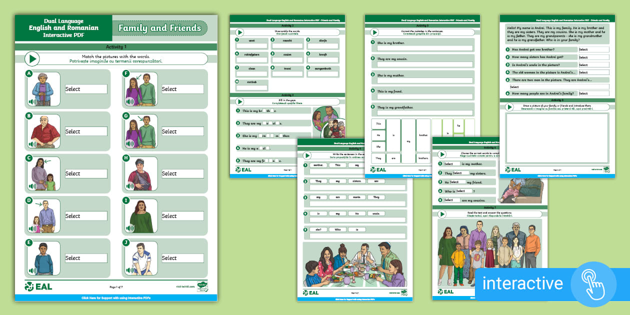 Interactive PDF Activities for Learners of EAL - Dual Language English and