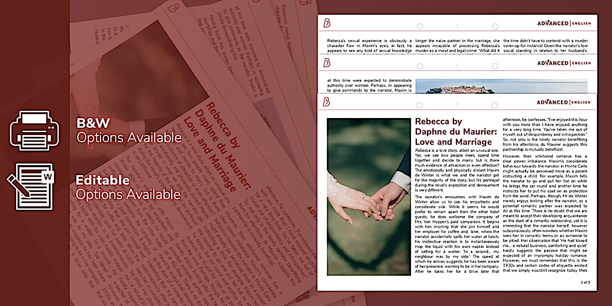 Rebecca: Love and Marriage Resource | Beyond A Level English