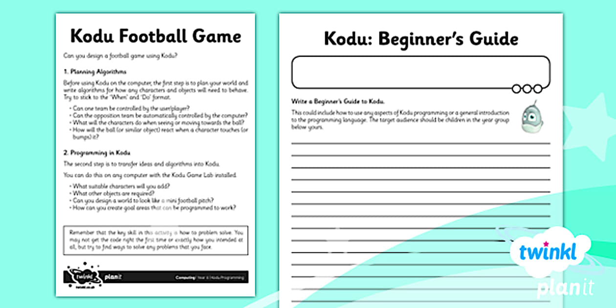 Computing: Kodu Programming Year 6 Unit Home Learning Tasks