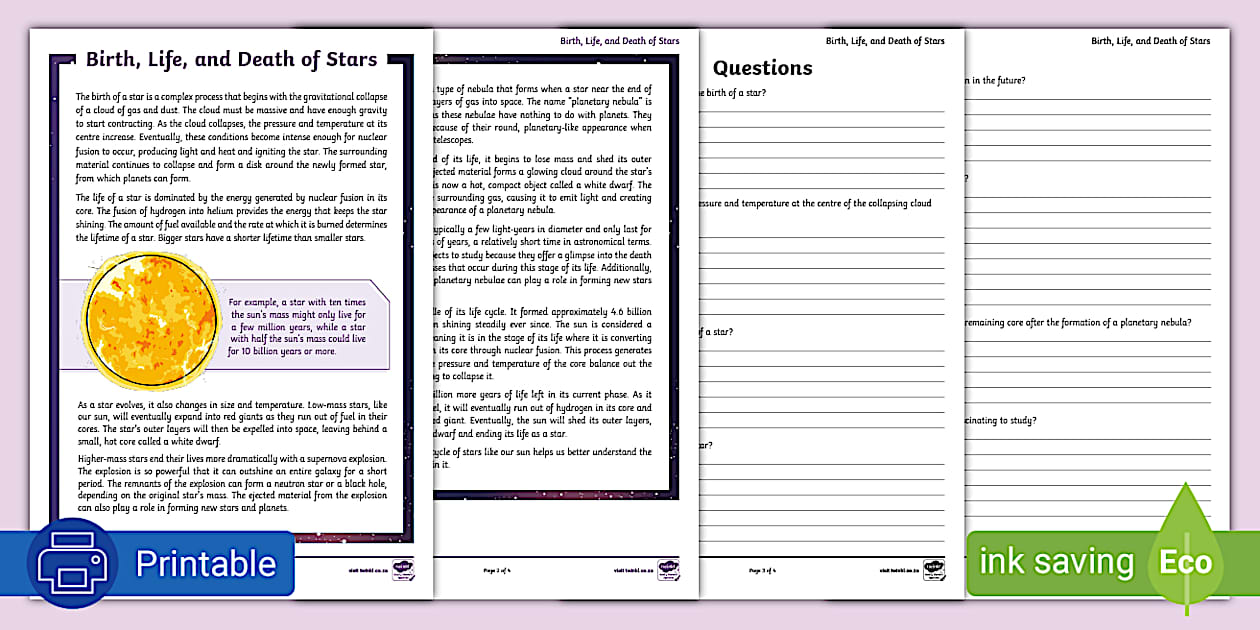 Birth, Life, and Death of Stars (teacher made) - Twinkl