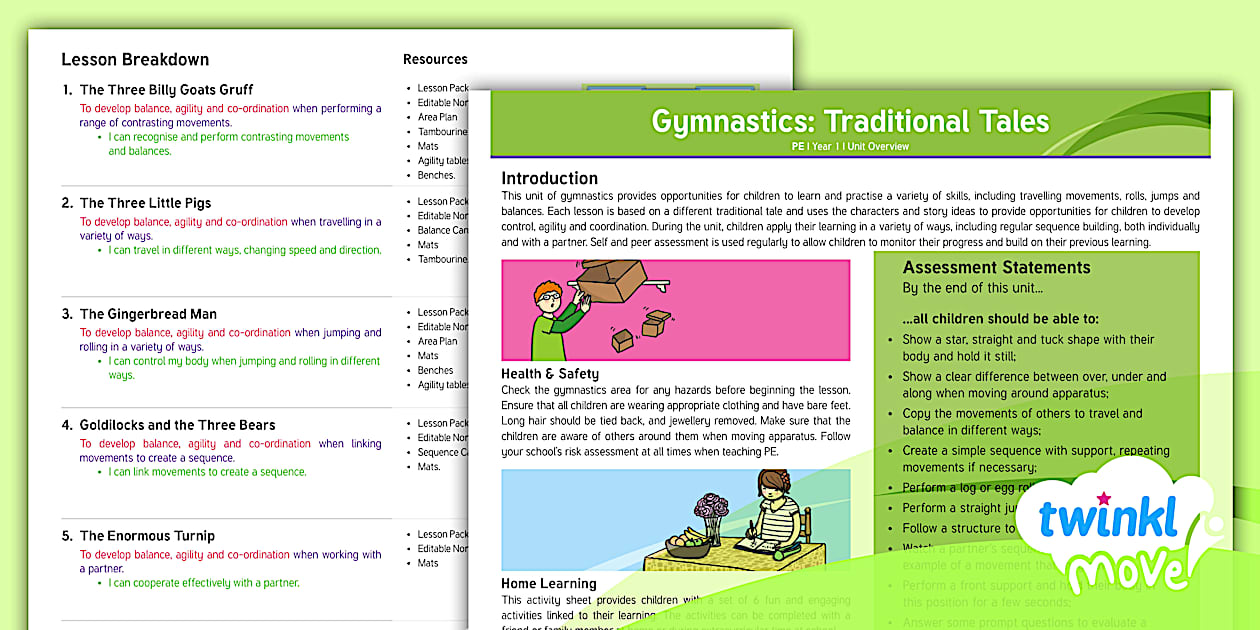 FREE! - 👉 Twinkl Move PE - Y1 Gymnastics: Traditional Tales - Unit Overview
