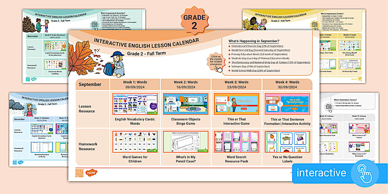2. Sınıf İngilizce 1. Dönem Ders Planı (teacher made)
