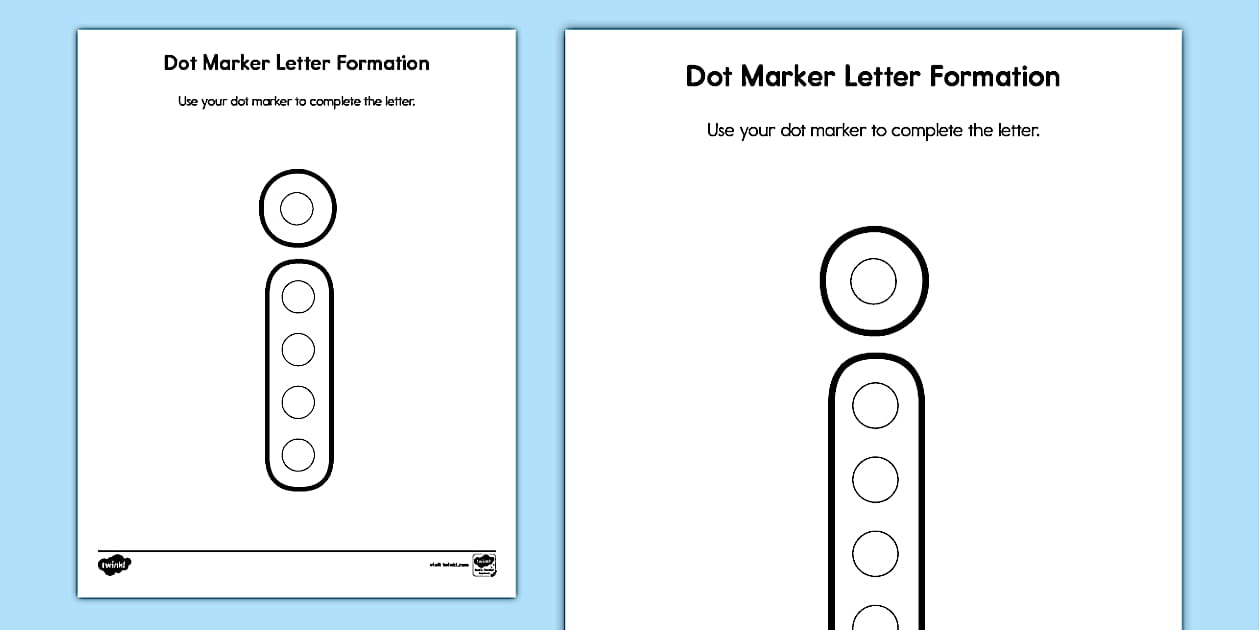 Lowercase Letter i: Dot Marker Letter Formation Worksheet