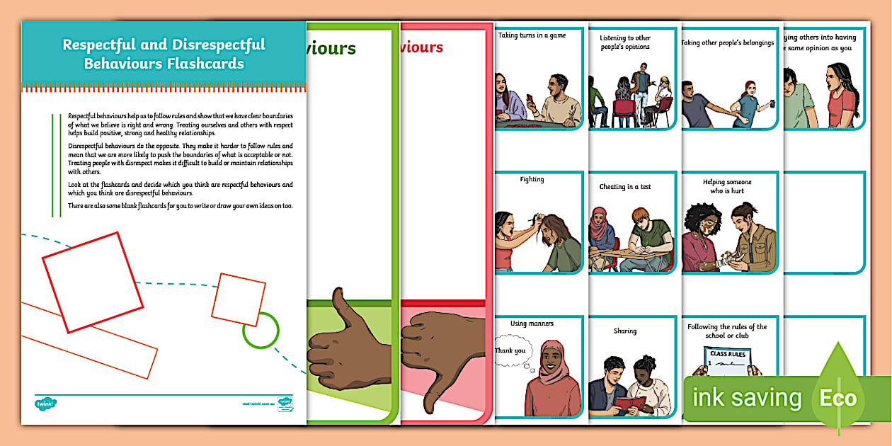 Older Learners: Respectful and Disrespectful Behaviours Flashcards