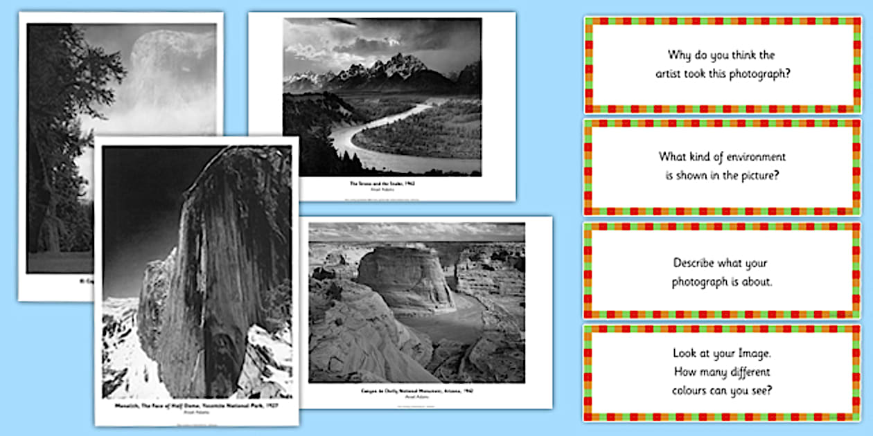 Cursive Ansel Adams Photopack and Prompt Questions - Twinkl