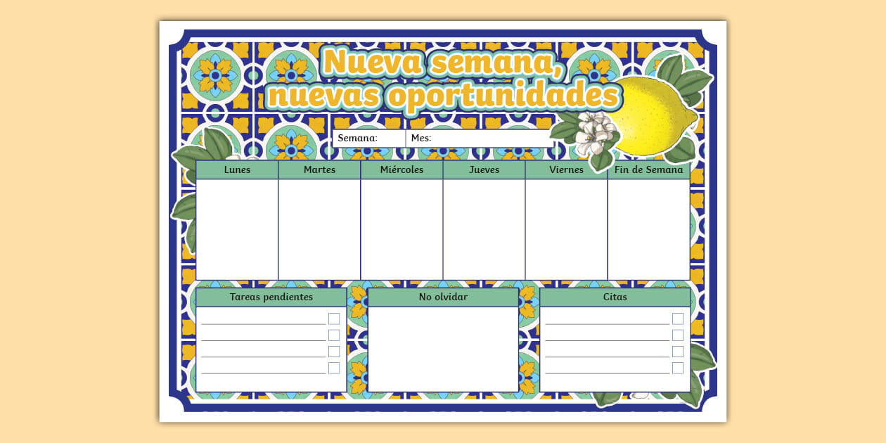 Planificador semanal: Nueva semana, nuevas oportunidades