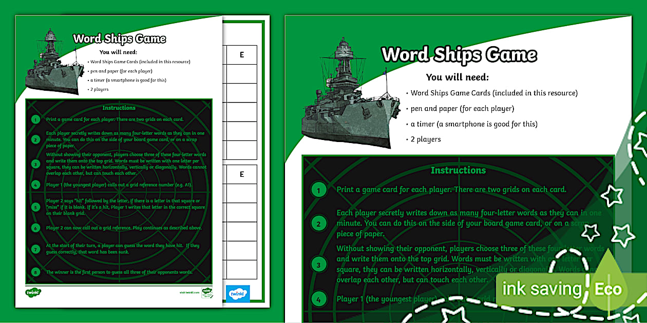 Word Ships Game (teacher made) - Twinkl