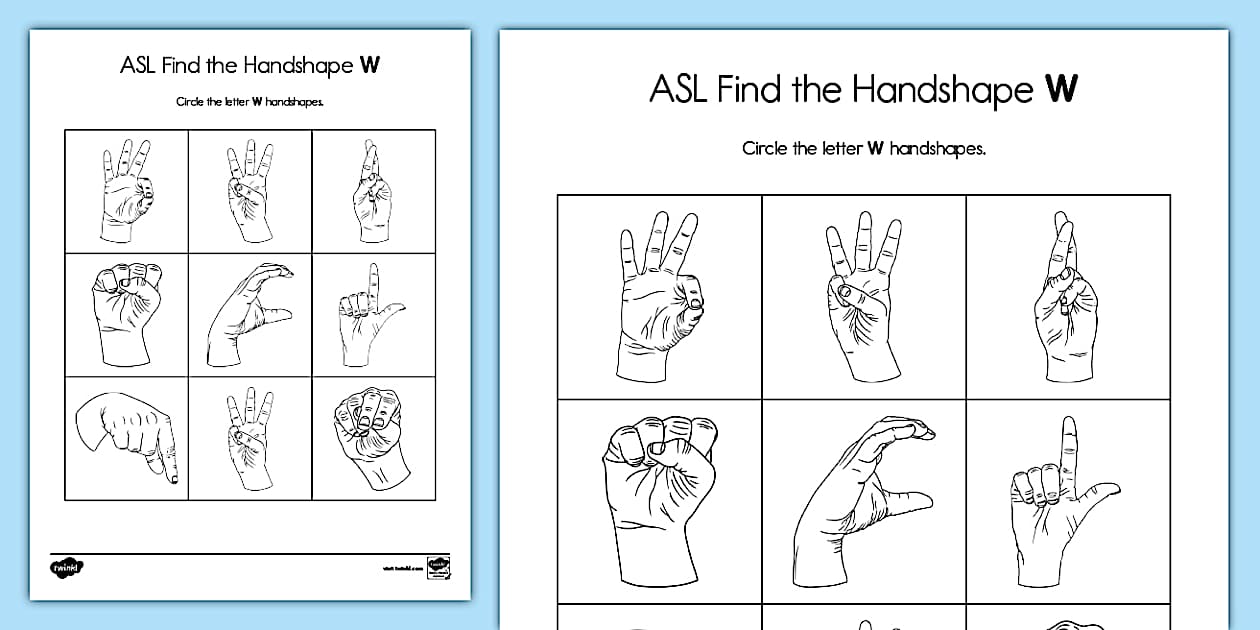 ASL Find the Handshape Letter W (teacher made) - Twinkl