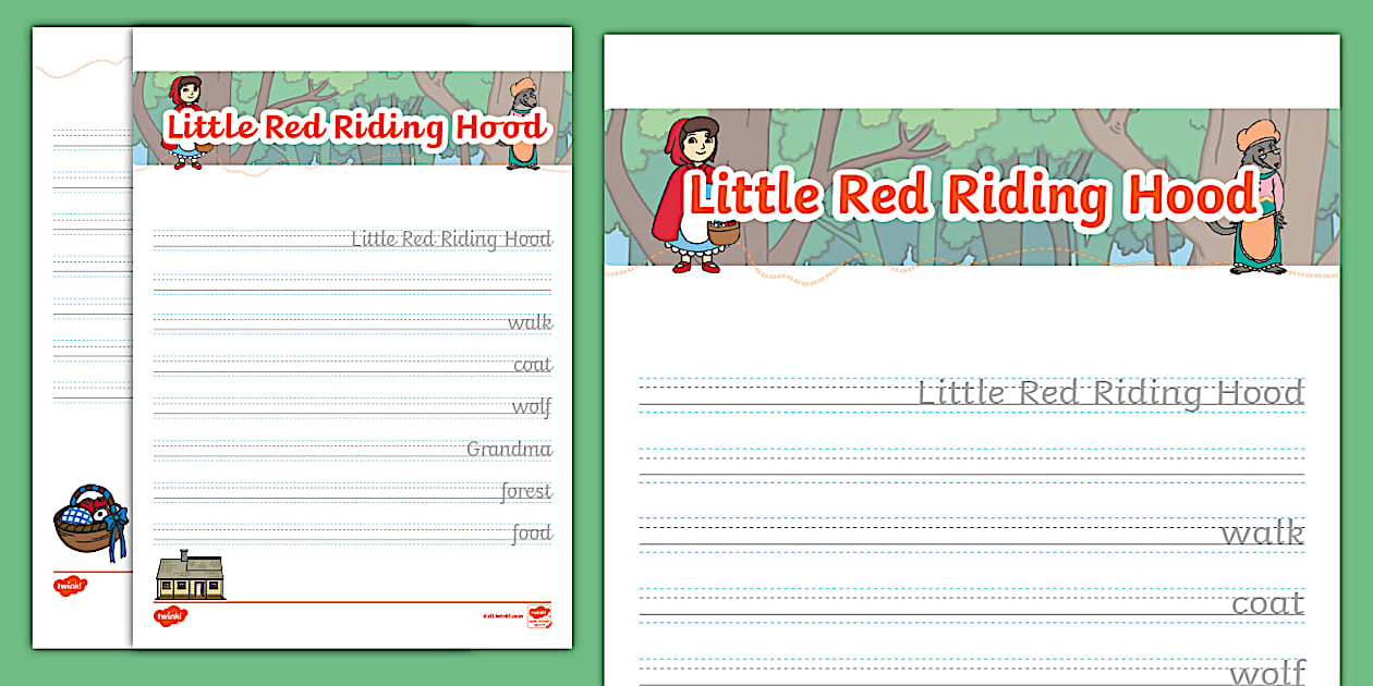 Left-Handed Writers:Little Red Riding Hood Handwriting Sheet