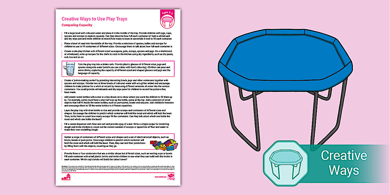 EYFS Ages 3-5 Play Trays: Comparing Capacity - Twinkl