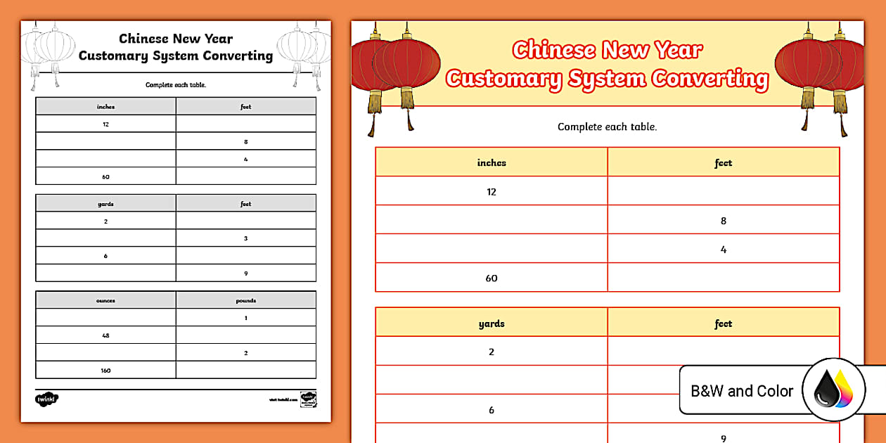 Fourth Grade Chinese New Year Customary System Converting