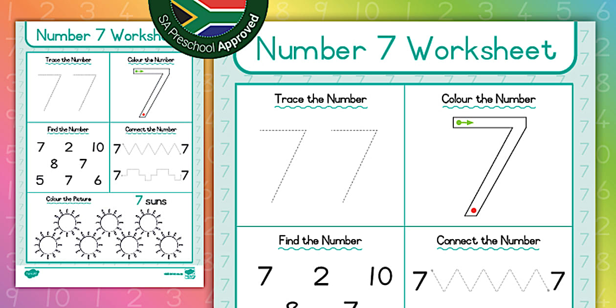 Preschool Numeracy: Number 7 Worksheet (teacher made)