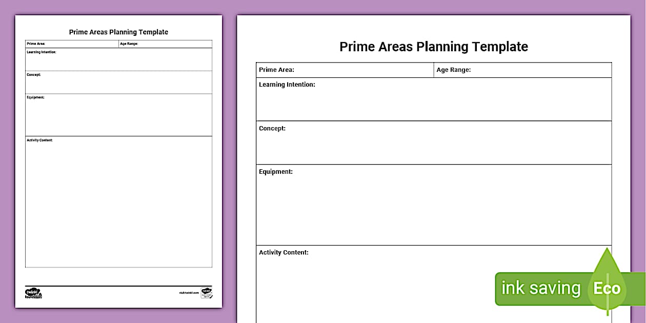 EYFS Prime Areas Planning Template (New EYFS 2021) - Twinkl