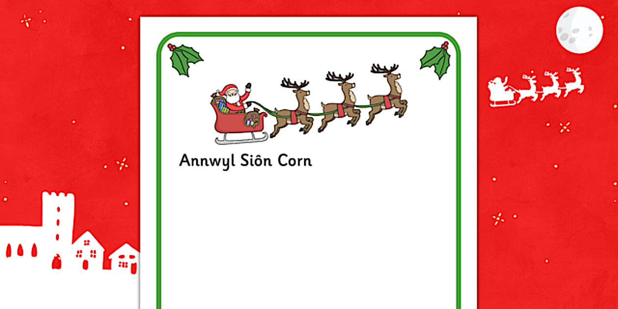 Editable Letter to Santa in Welsh Template - Twinkl