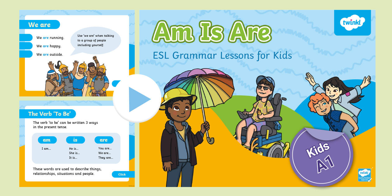 Twinkl ESL 'Am' 'Is' 'Are' Grammar Lesson for Beginners