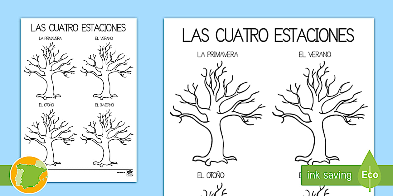 Hoja de colorear: Las cuatro estaciones - Twinkl